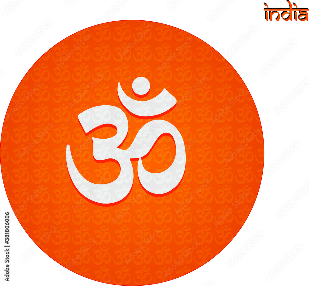 Om Flag flying with white and black om symbol illustration Stock Vector ...