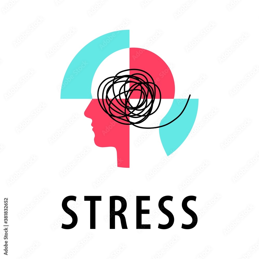 Icon, logo of psychotherapy, stress, depression. Two crossed human ...