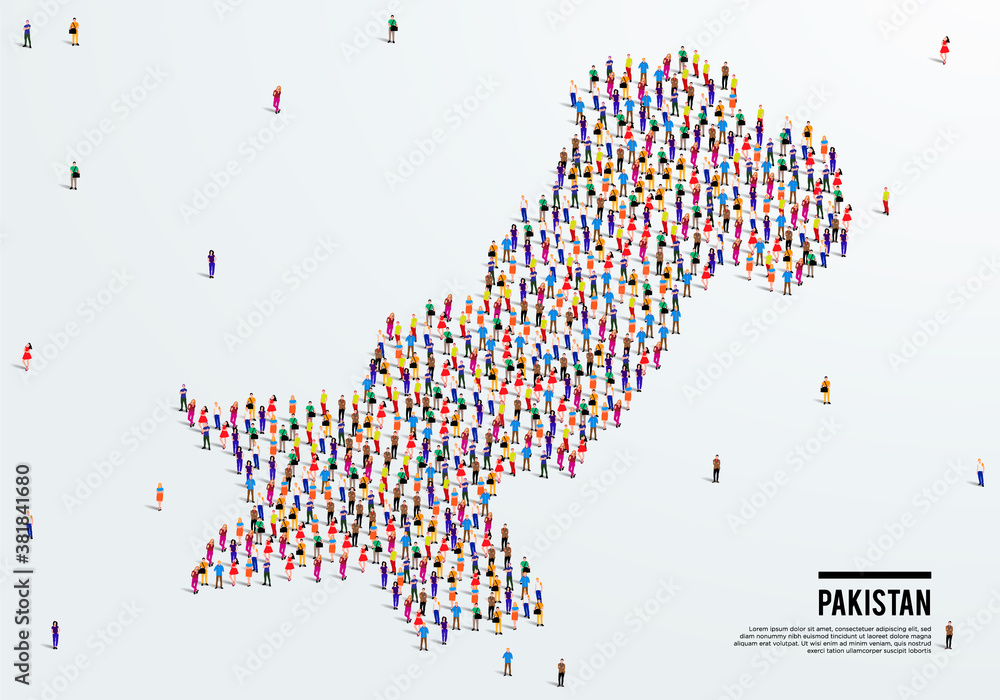 Pakistan Map. Large group of people form to create a shape of Pakistan ...