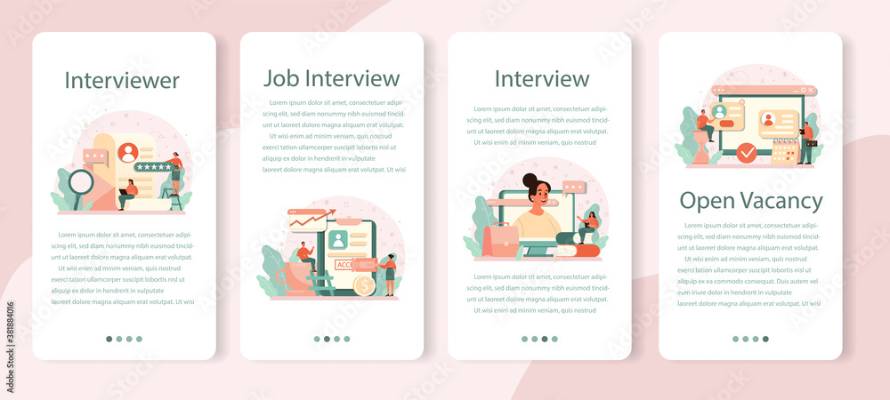 Job interview mobile application banner set. Idea of employment Stock ...