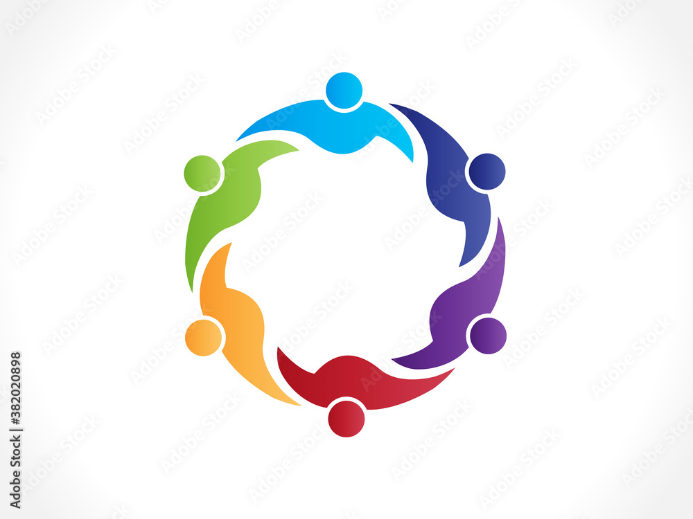 Logo teamwork unity business six hug people Stock Vector | Adobe Stock