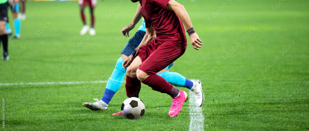 banner of soccer game players fighting for football Stock Photo | Adobe ...