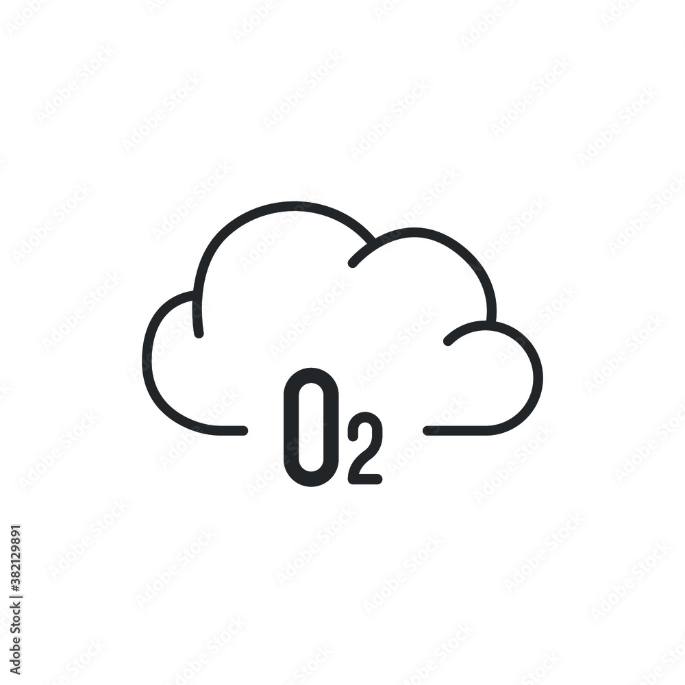 Vektor o2 cloud oxygen icon. Chemistry molecules of oxygen gas emission ...