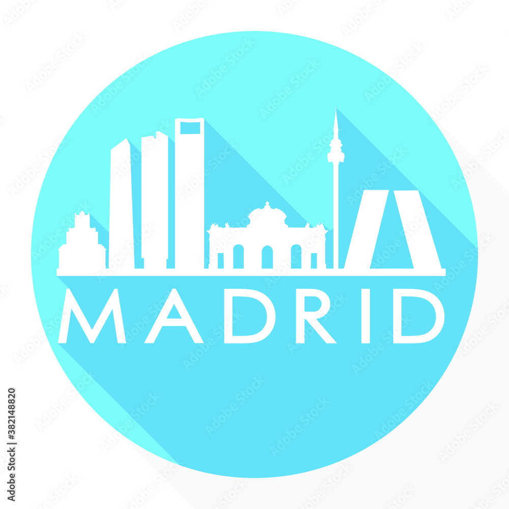 Madrid Spain Europe Flat Icon Skyline Silhouette Design City Vector Art ...
