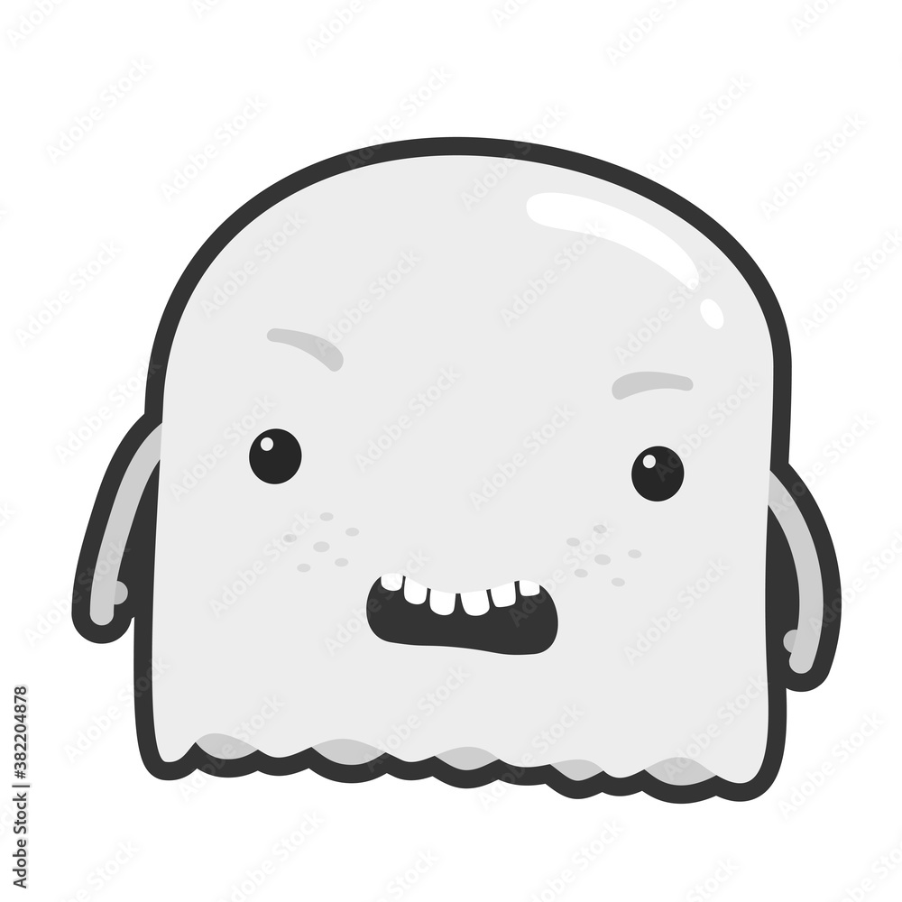 Vector de Stock Cute ghost character with sad face.Vector cute ghost ...