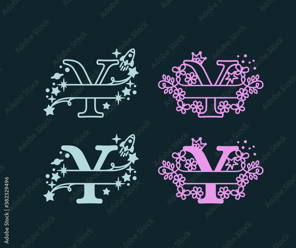 Praca wektorowa bez tantiem: Alphabet Split Monograms. Baby name ... Praca wektorowa bez tantiem: Alphabet Split Monograms. Baby name ...