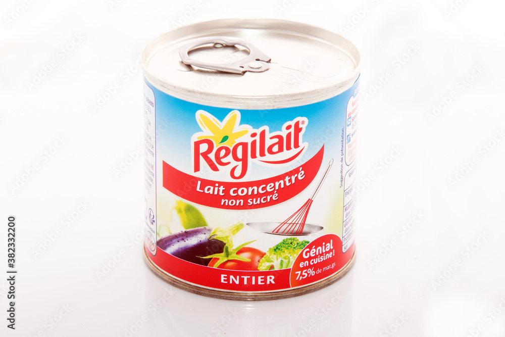 Lait concentré non sucré - Régilait. Stock Photo | Adobe Stock