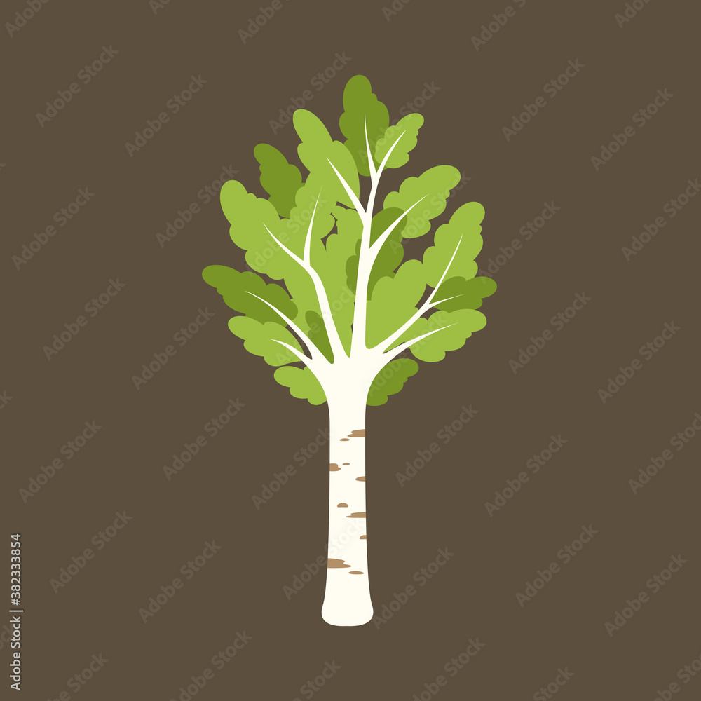 Birch tree cartoon vector illustration Stock Vector | Adobe Stock