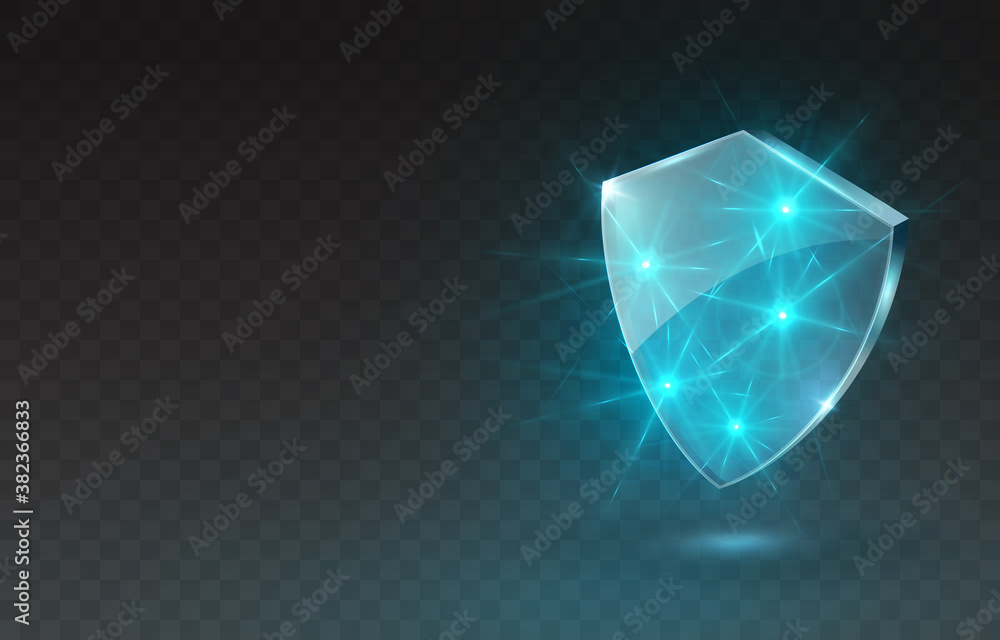 Security protection shield isolated on transparent background. Abstract ...