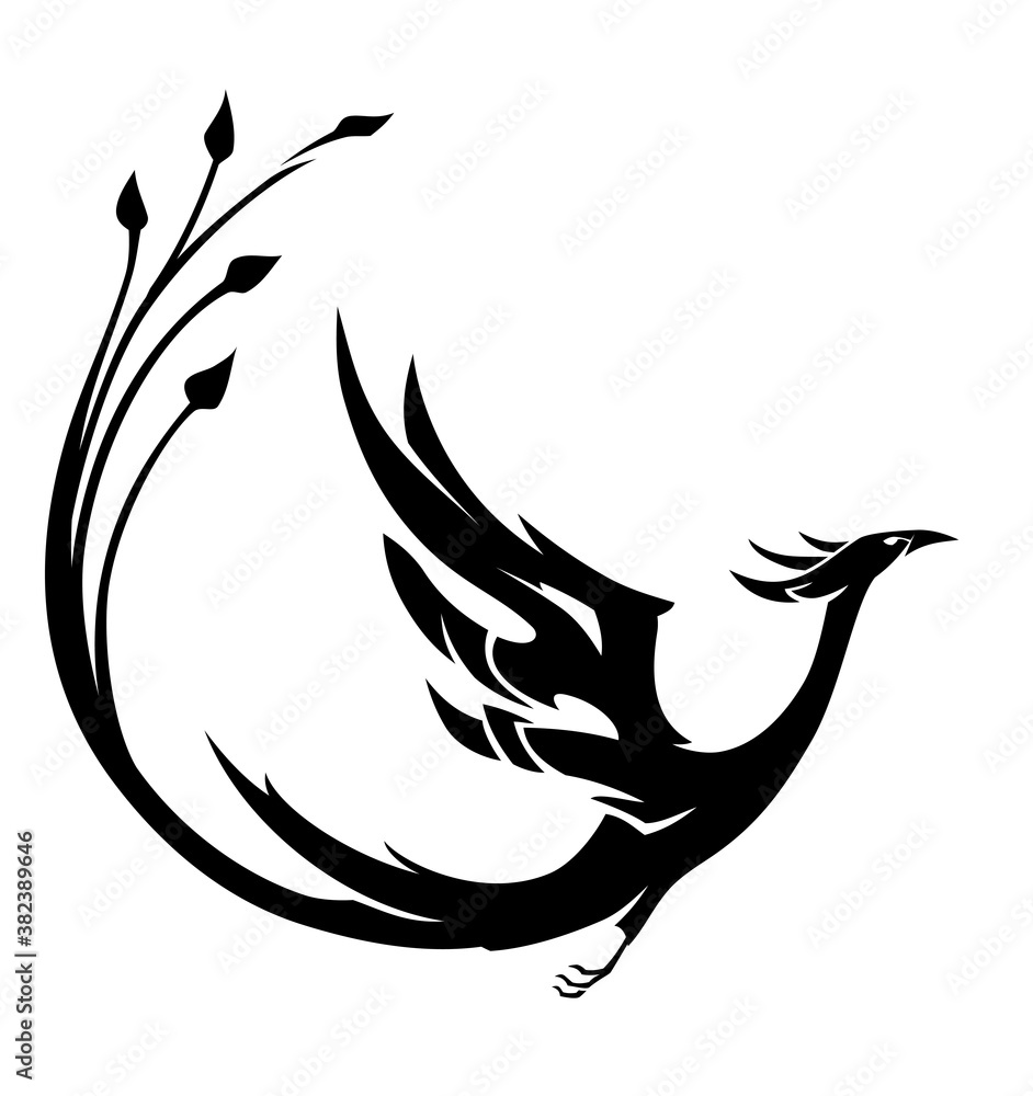 Phoenix Symbol, Side View Silhouette Stock Vector | Adobe Stock