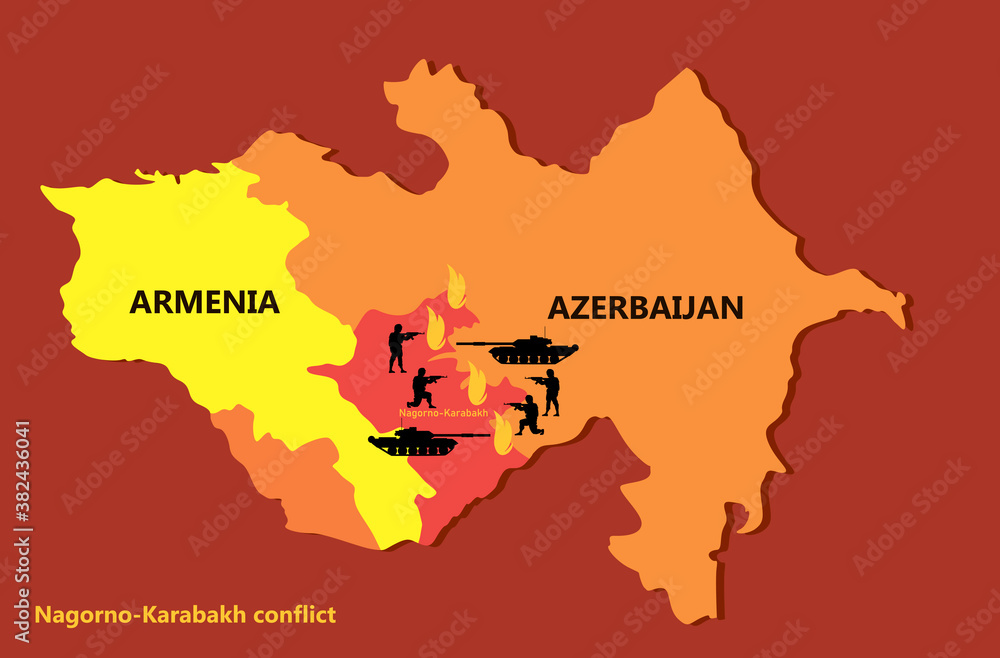 Nagorno-Karabakh conflict vector map Stock Vector | Adobe Stock