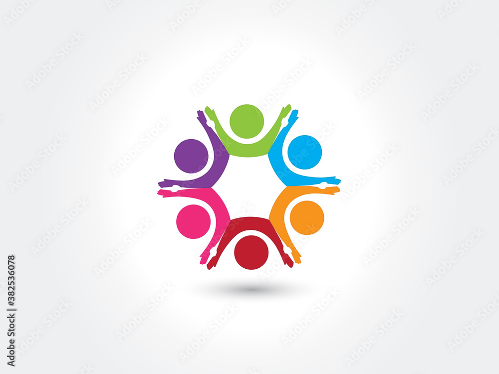 Logo teamwork unity business people hands up vector image Stock Vector ...