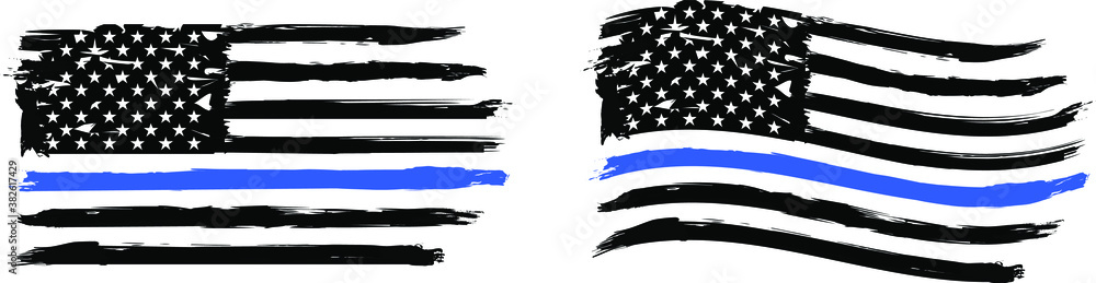 Thin blue line. Flag with Police Blue Line - Distressed american flag ...