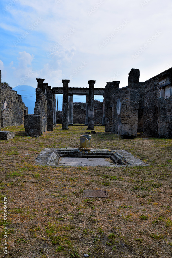 Ruins of Ancient Roman city of Pompeii Italy, was destroyed and buried ...