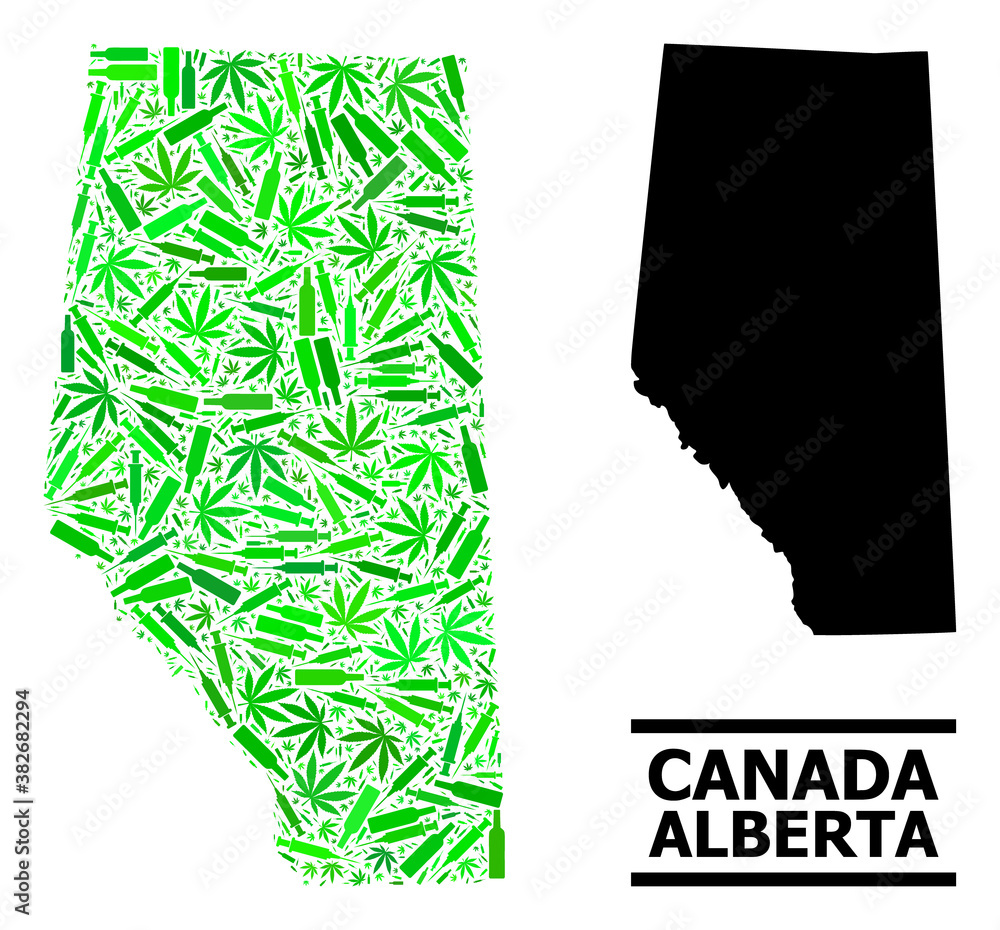 Addiction mosaic and solid map of Alberta Province. Vector map of ...