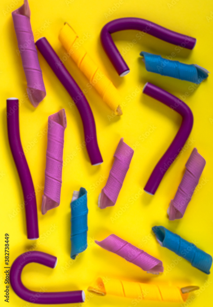 Foam hair curlers. Flexible Hair rollers composition for beauty salon ...