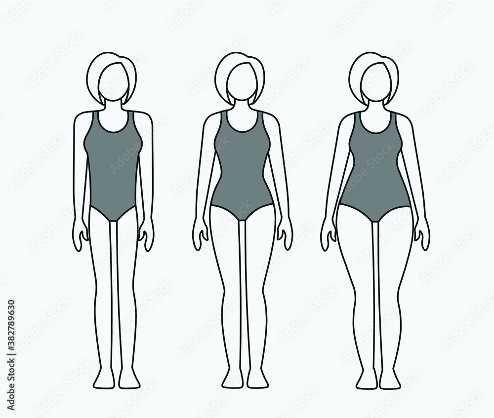 Silhouettes of various types of female figures. Female body types. Body ...