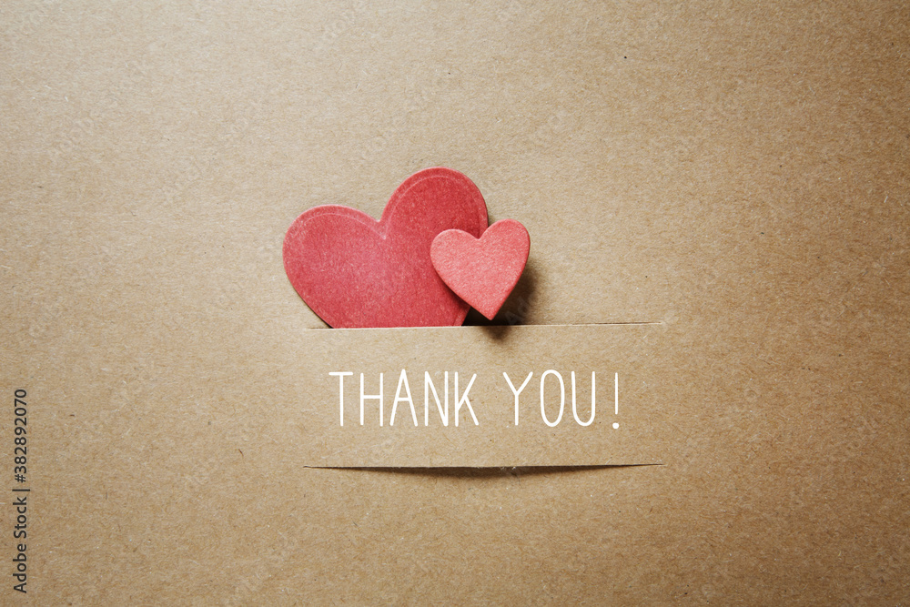 Thank You message with handmade small paper hearts Stock Photo | Adobe ...
