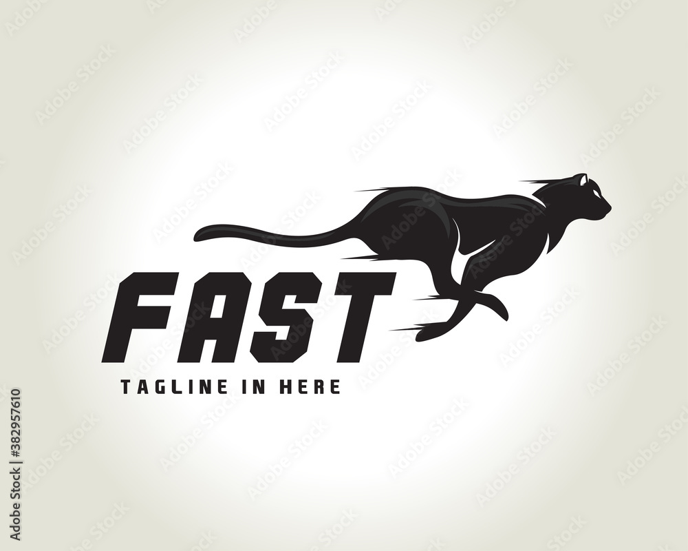 silhouette running, jump fast speed black cat, lion, tiger, panther ...