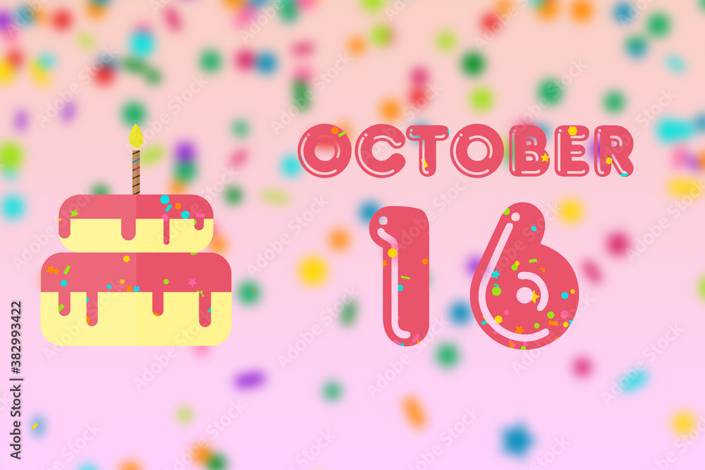 october 16th. Day 16 of month,Birthday greeting card with date of birth ...