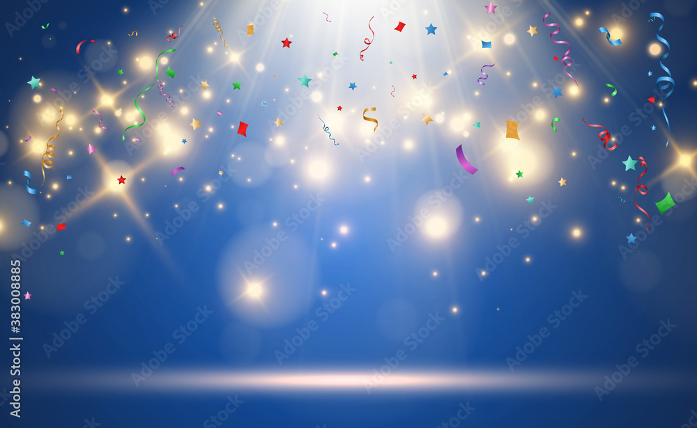 Vector illustration of falling confetti on a transparent background ...