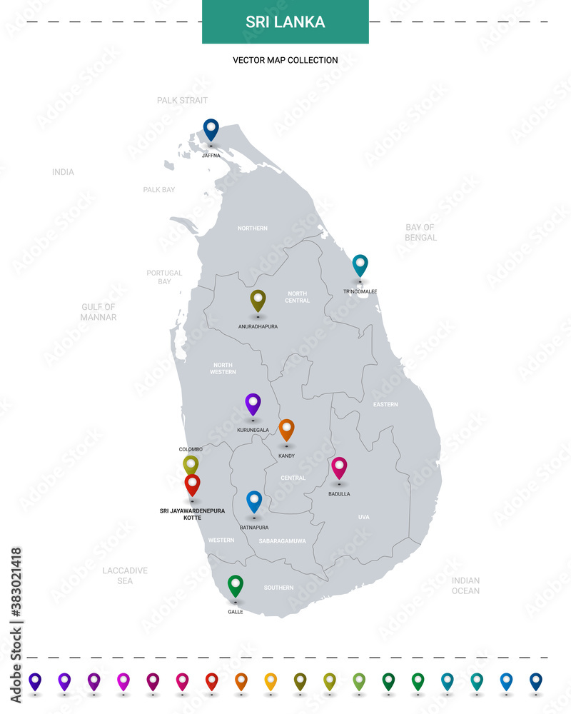 Sri Lanka map with location pointer marks. Infographic vector template ...