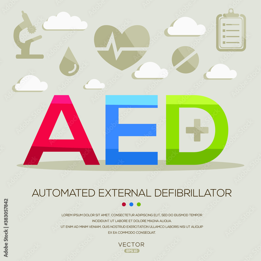 AED mean (automated external defibrillator) medical acronyms ,letters ...