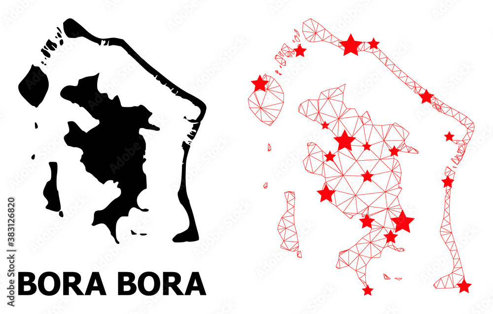 Vector de Stock Mesh polygonal and solid map of Bora-Bora. Vector model is created from map of ...