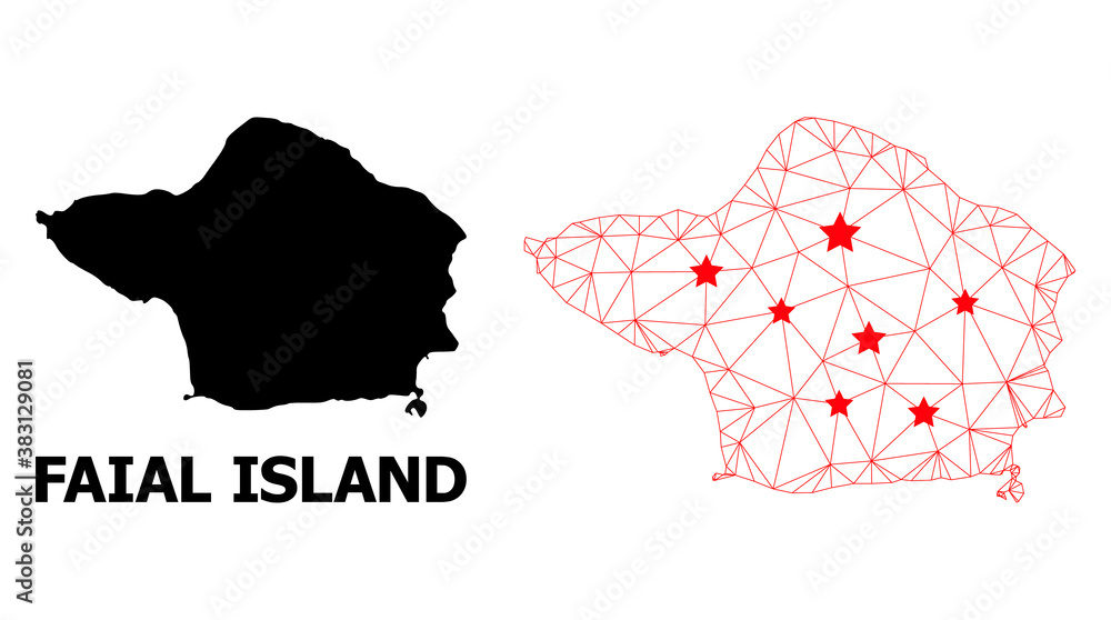 Wire frame polygonal and solid map of Faial Island. Vector structure is ...