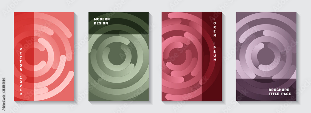 Promotional notebook covers layouts. Tech flyer circles goemetry vector ...