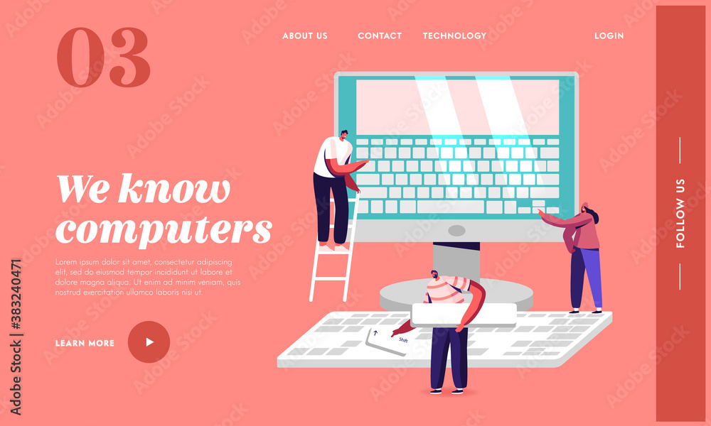 People Typing, Office Work, Education or Technology Landing Page ...