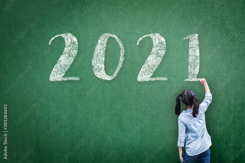 2021 Happy new year school class academic calendar with student kid's ...