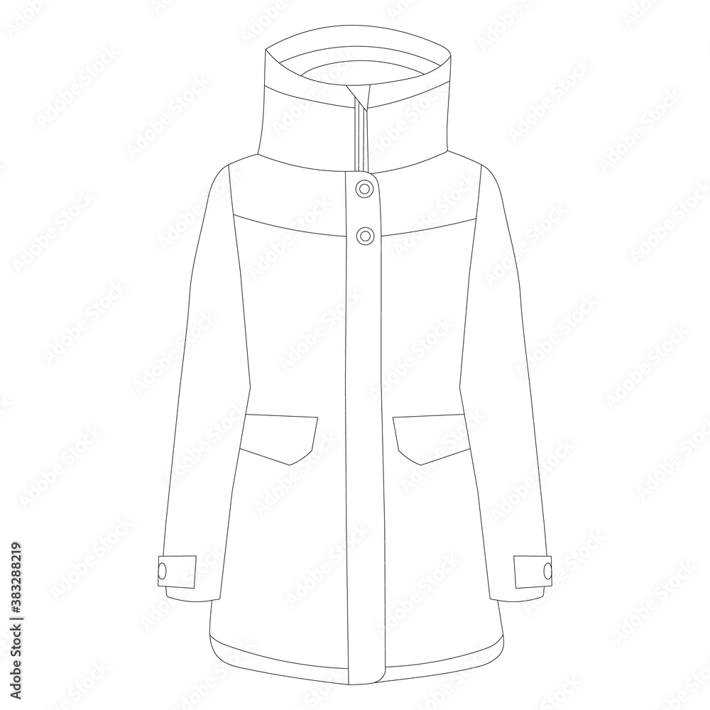 vector, isolated, sketch, contour, female raincoat Stock Vector | Adobe ...