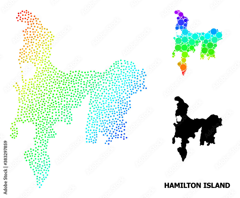 Pixel spectral, and monochrome map of Hamilton Island, and black tag ...
