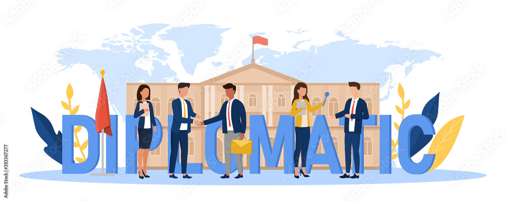 International relations concept. Flat cartoon vector illustration Stock ...
