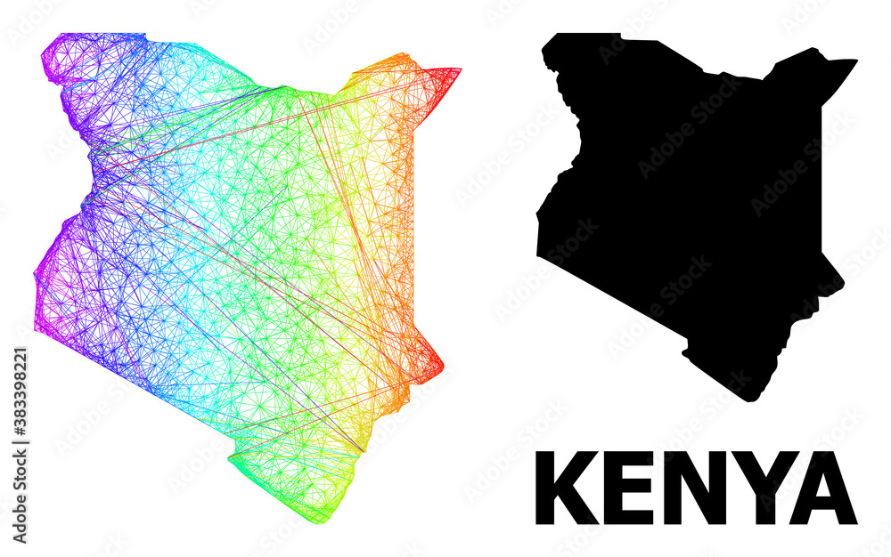 Vector de Stock Network and solid map of Kenya. Vector model is created ...