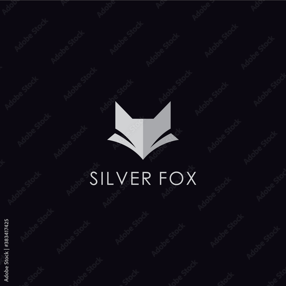 Silver Fox Logo Design Stock Vector | Adobe Stock