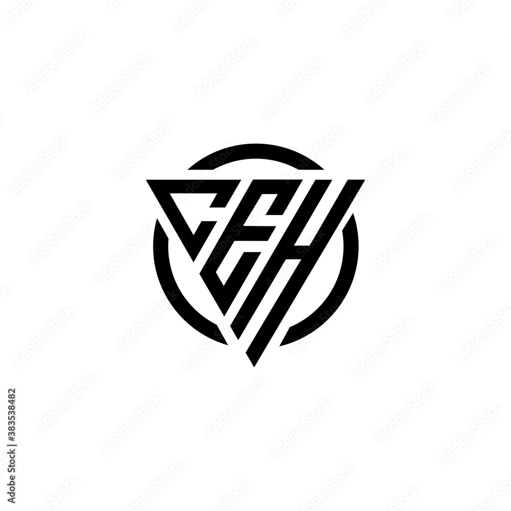 Initial CEH triangle monogram simple clean modern black and white ...
