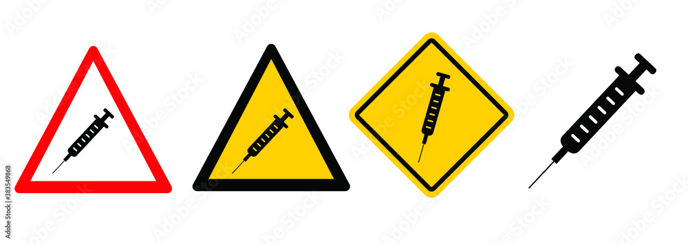 No drugs. No syringe. Stop no injection needles, medical syringe with ...