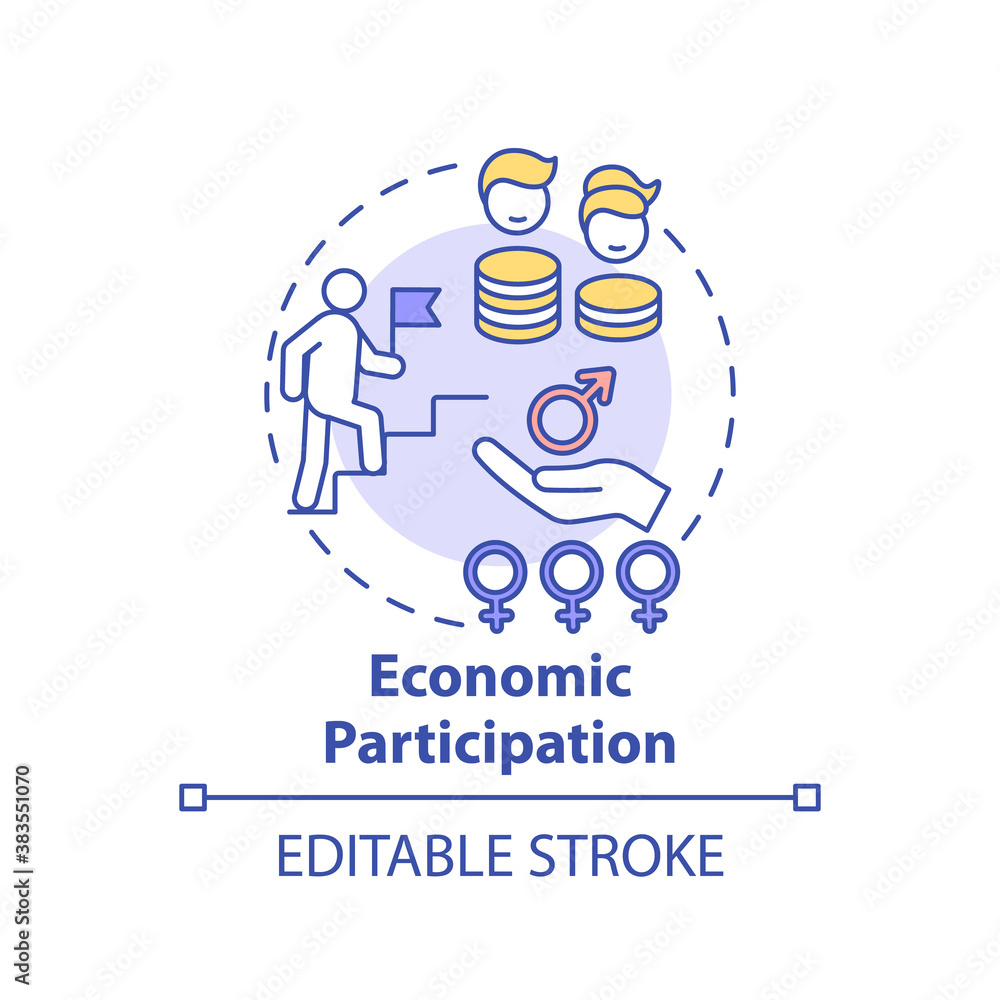 Economic participation concept icon. Gender gap criteria. Fund ...