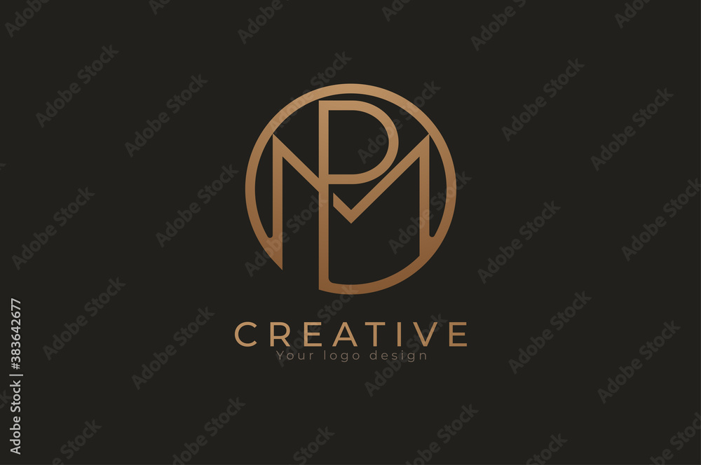 Abstract initial letter P and M logo, usable for branding and business ...