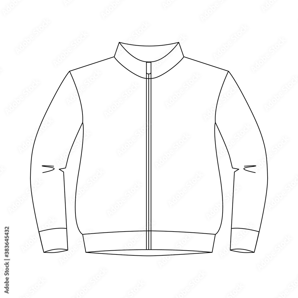 Blank men's bomber jacket with zipper in front, side view. Isolated on ...