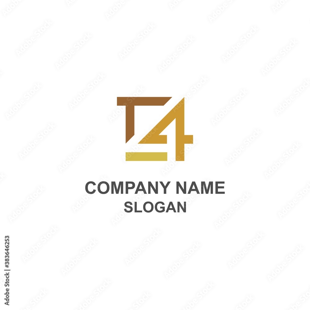 T4 letter initial logo, bold logo with negative space G letter. Stock ...