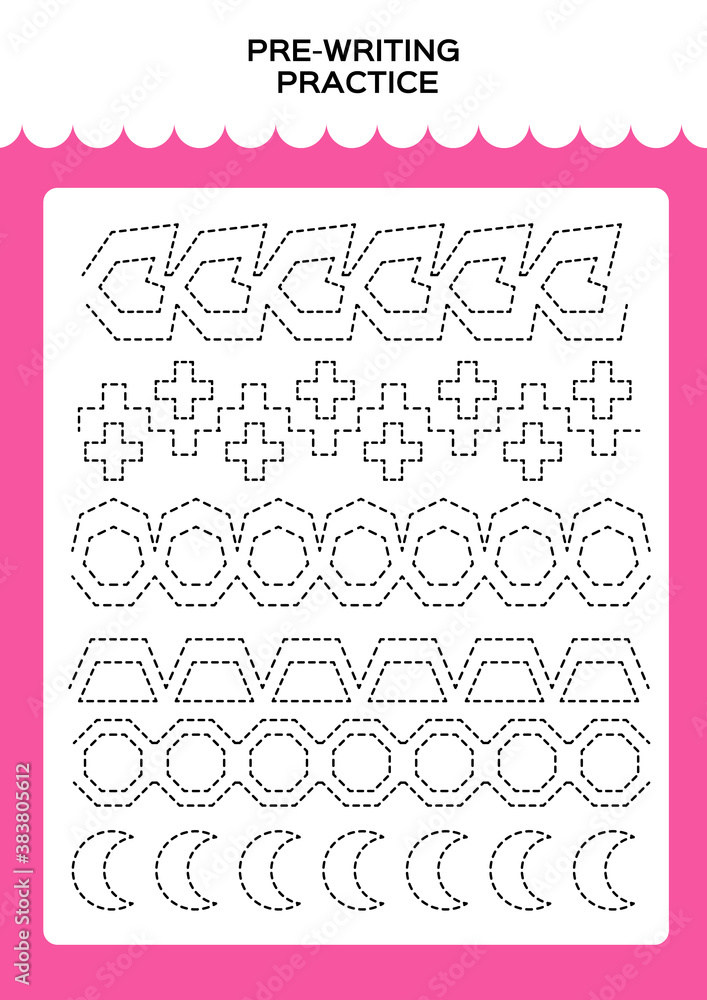 Tracing practice for kids. Pre-writing worksheet for little children ...