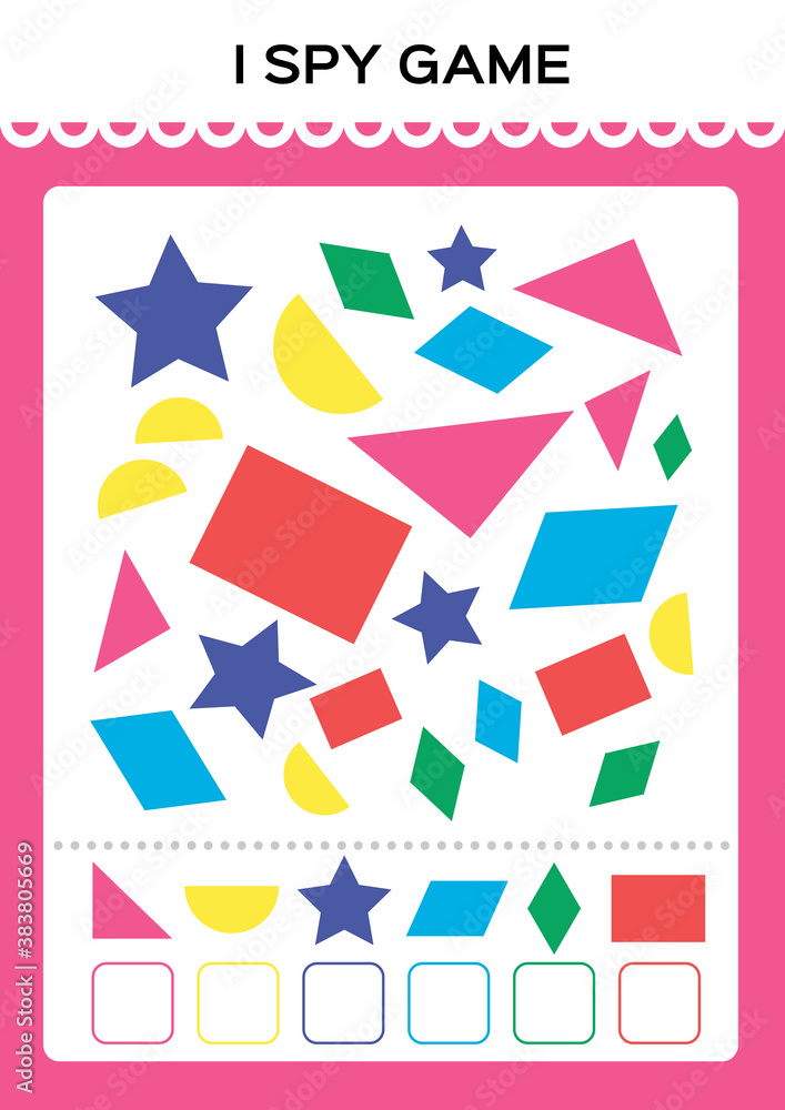 I spy game. Find and Count shapes for toddlers. Counting activity for ...
