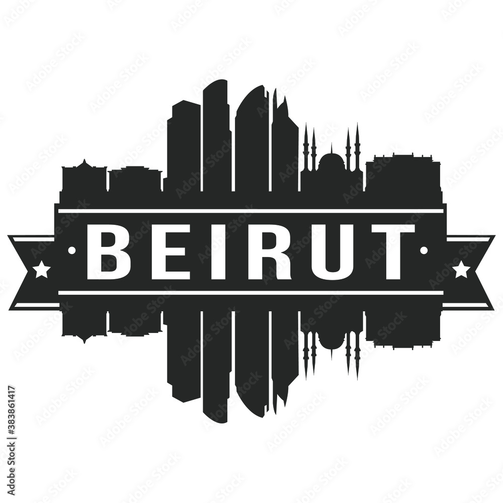 Beirut Skyline Silhouette City Vector Design Art Stencil Logo. Stock ...
