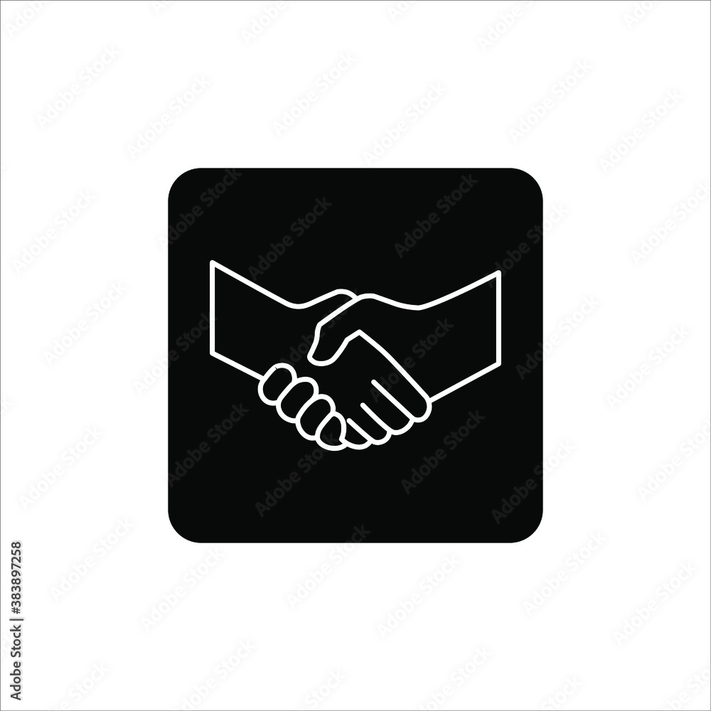 Handshake icon - Two hands together. Heart symbol vector illustration ...