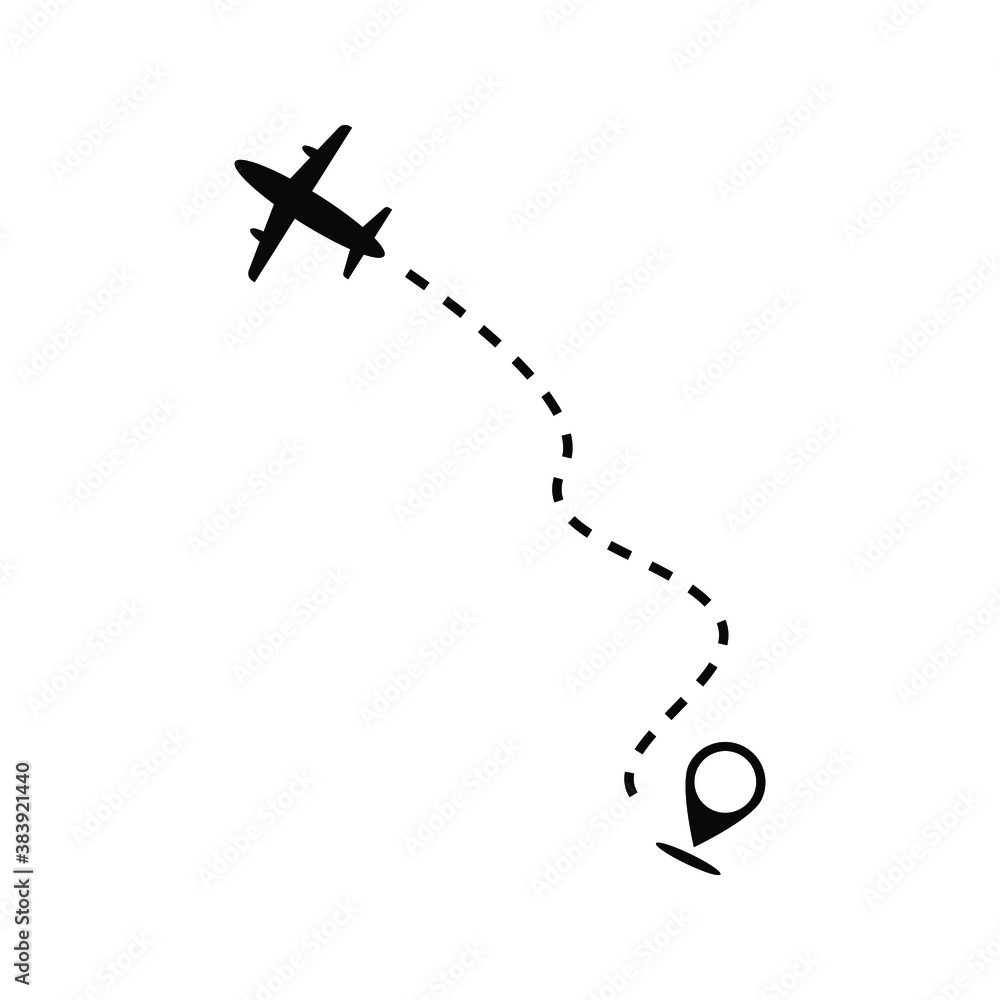Airplane dotted path, aircraft tracking, trace or road vector ...