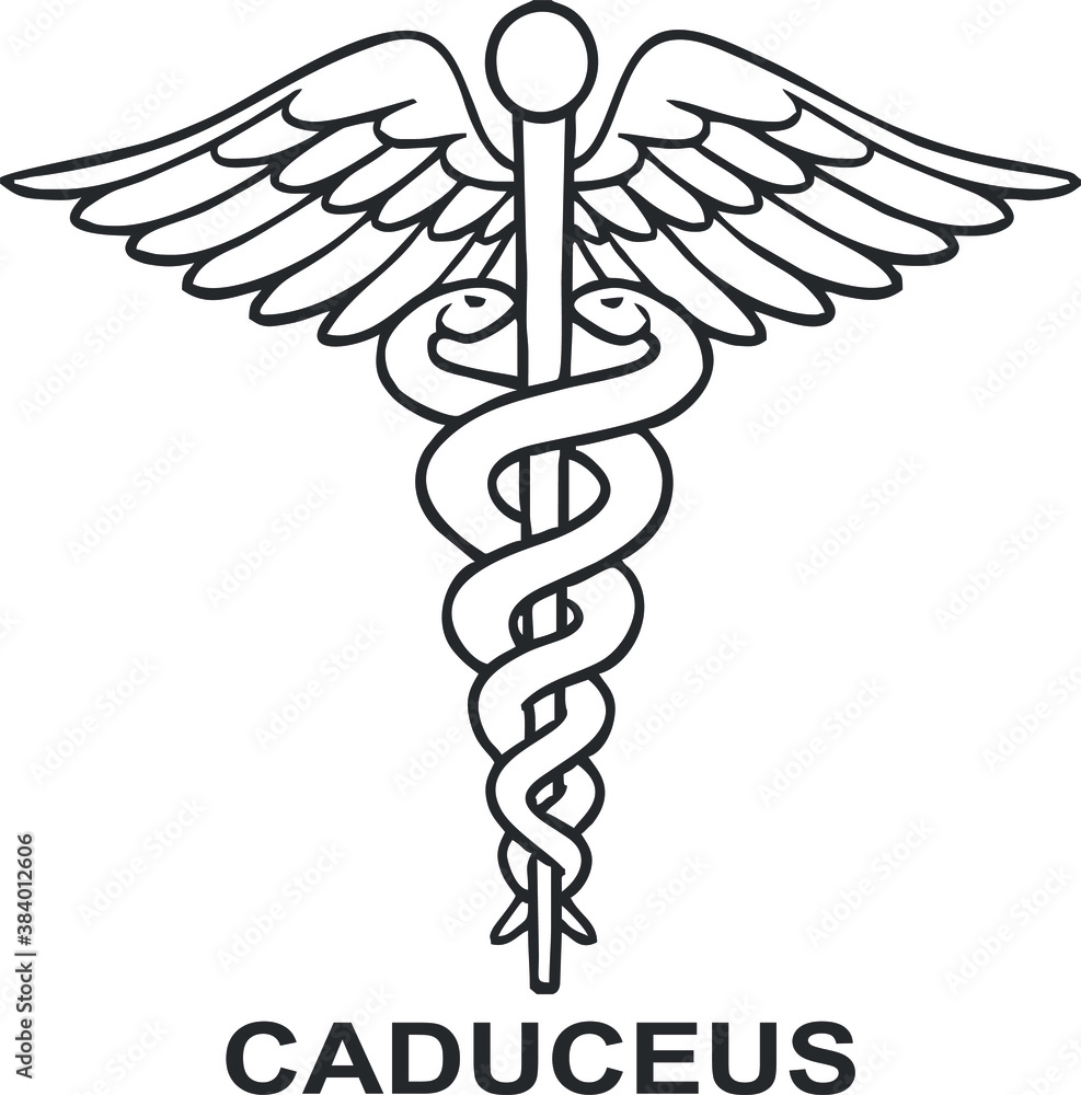Caduceus icon, sign and symbol Stock Vector | Adobe Stock