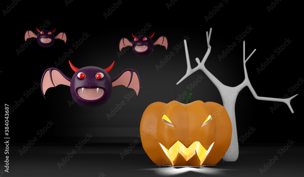 3d render. Celebration halloween flying bats spooky vampire horror ...
